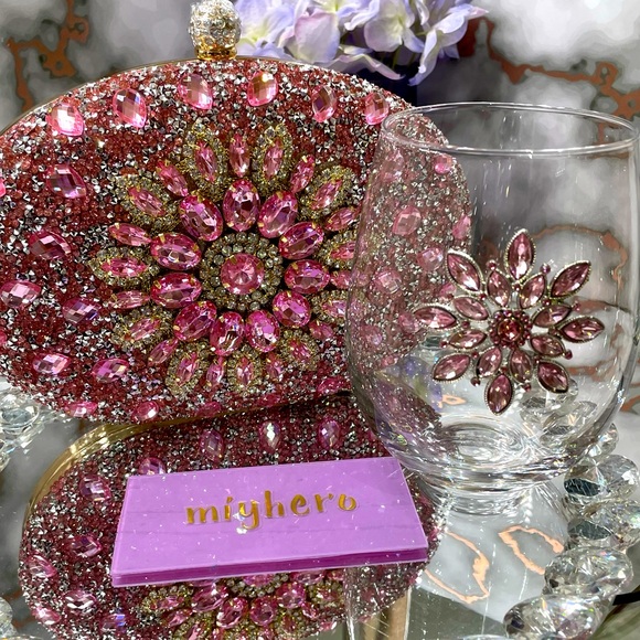 Bags | New 2pc Pink Crystal Snowflake Set With 3way Purse And Wine ...
